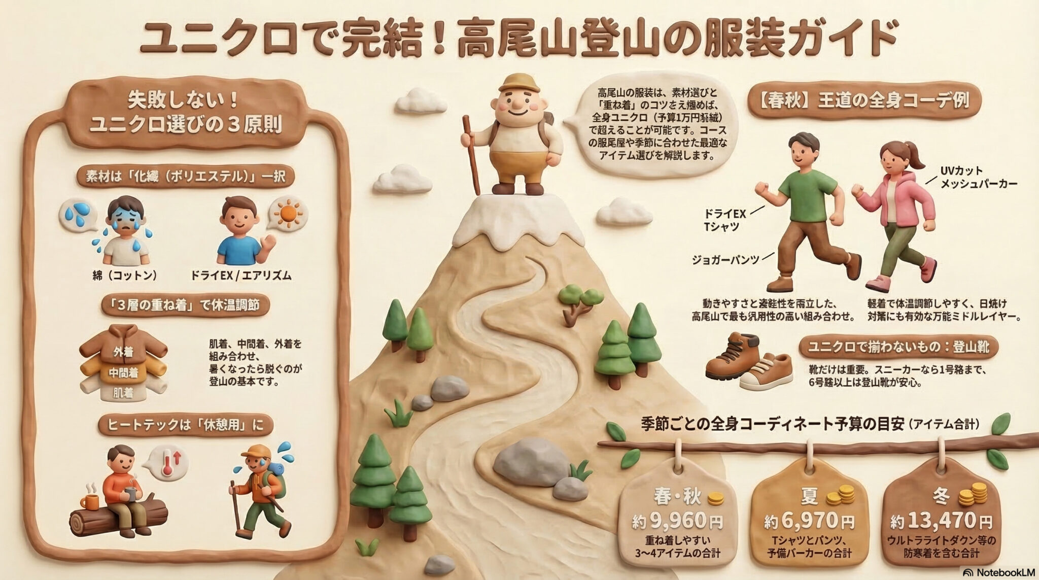 高尾山の服装はユニクロで全身揃う！コース別・季節別おすすめコーデと合計金額 - 高尾山ナビ