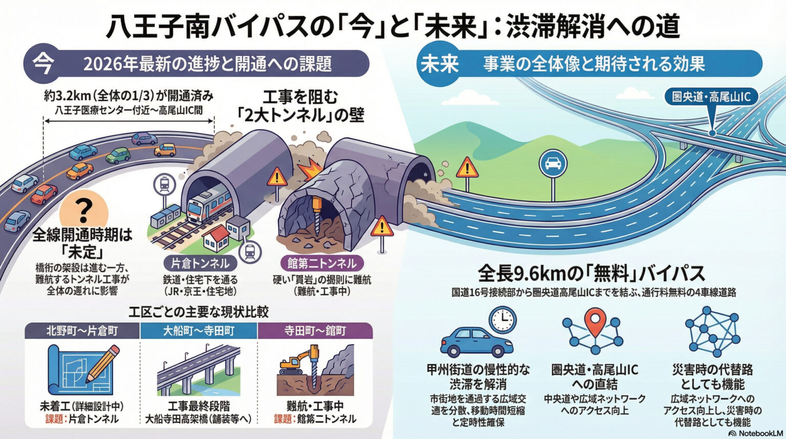 【2026年2月最新】八王子南バイパスの開通予定は？ルート図・進捗状況・料金・トンネル工事の”今”を徹底解説！ - 高尾山ナビ